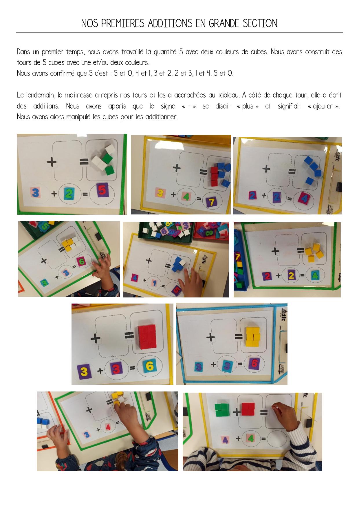 Nos premières additions en GS – Ecole Sainte Anne